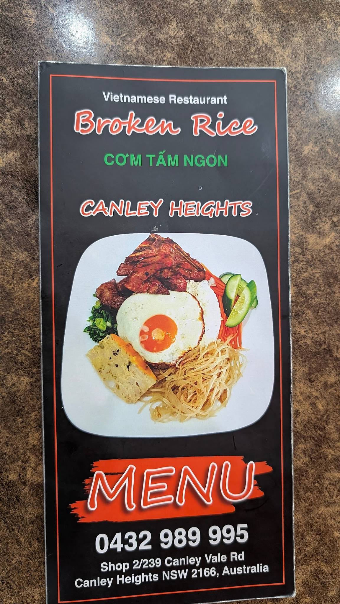 Menu at Broken Rice Vietnamese Restaurant - Canley Heights, Canley Heights