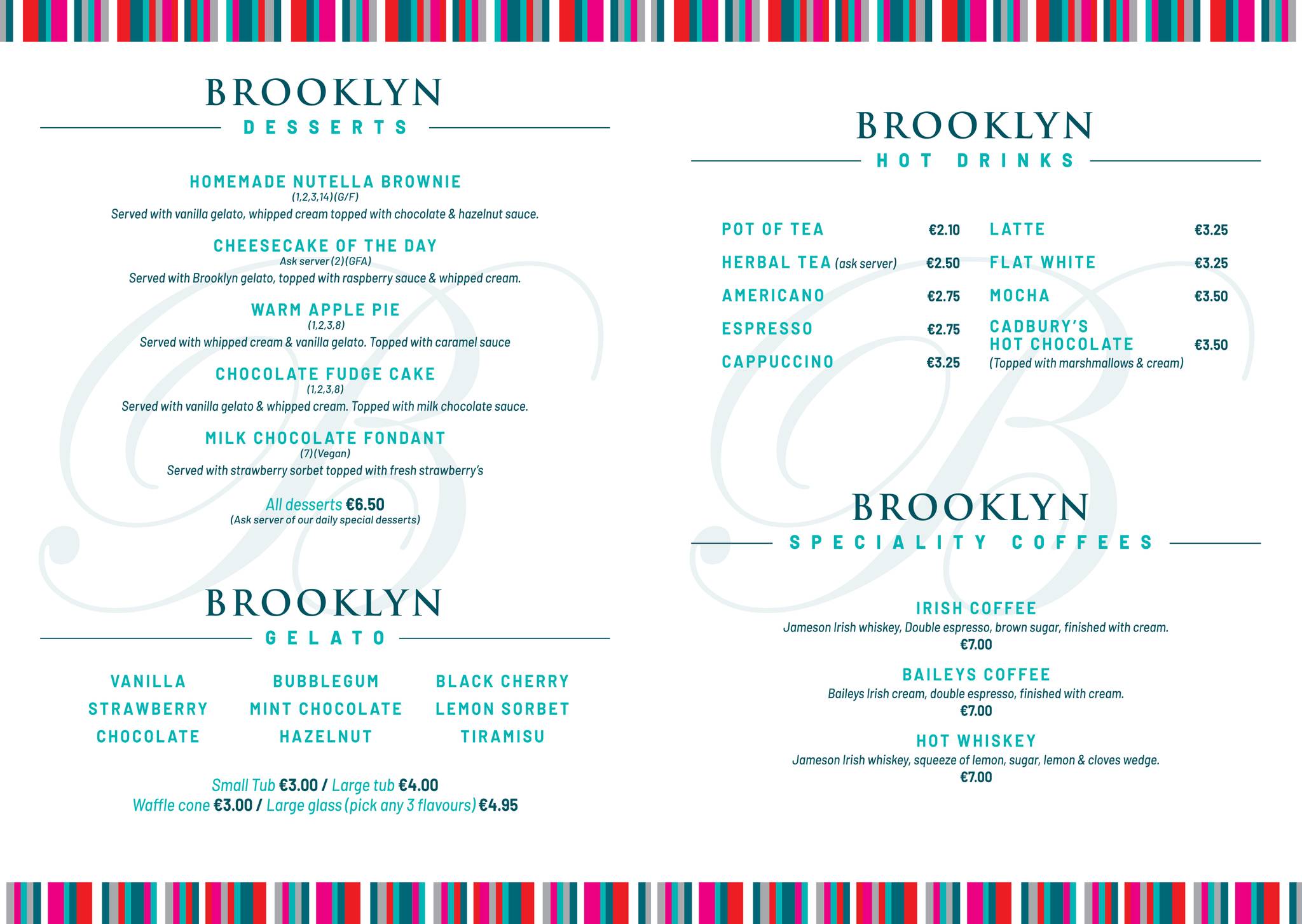 Menu at Brooklyn Restaurant Tramore, Tramore, 1