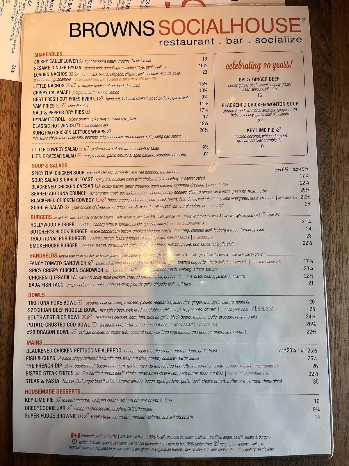 Menu at Browns Socialhouse Uptown pub & bar, Victoria, 109-3680 Uptown Blvd