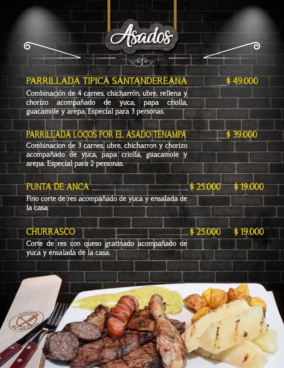 Carta del pub y bar Locos x el asado-Express, Bucaramanga, Centro ...