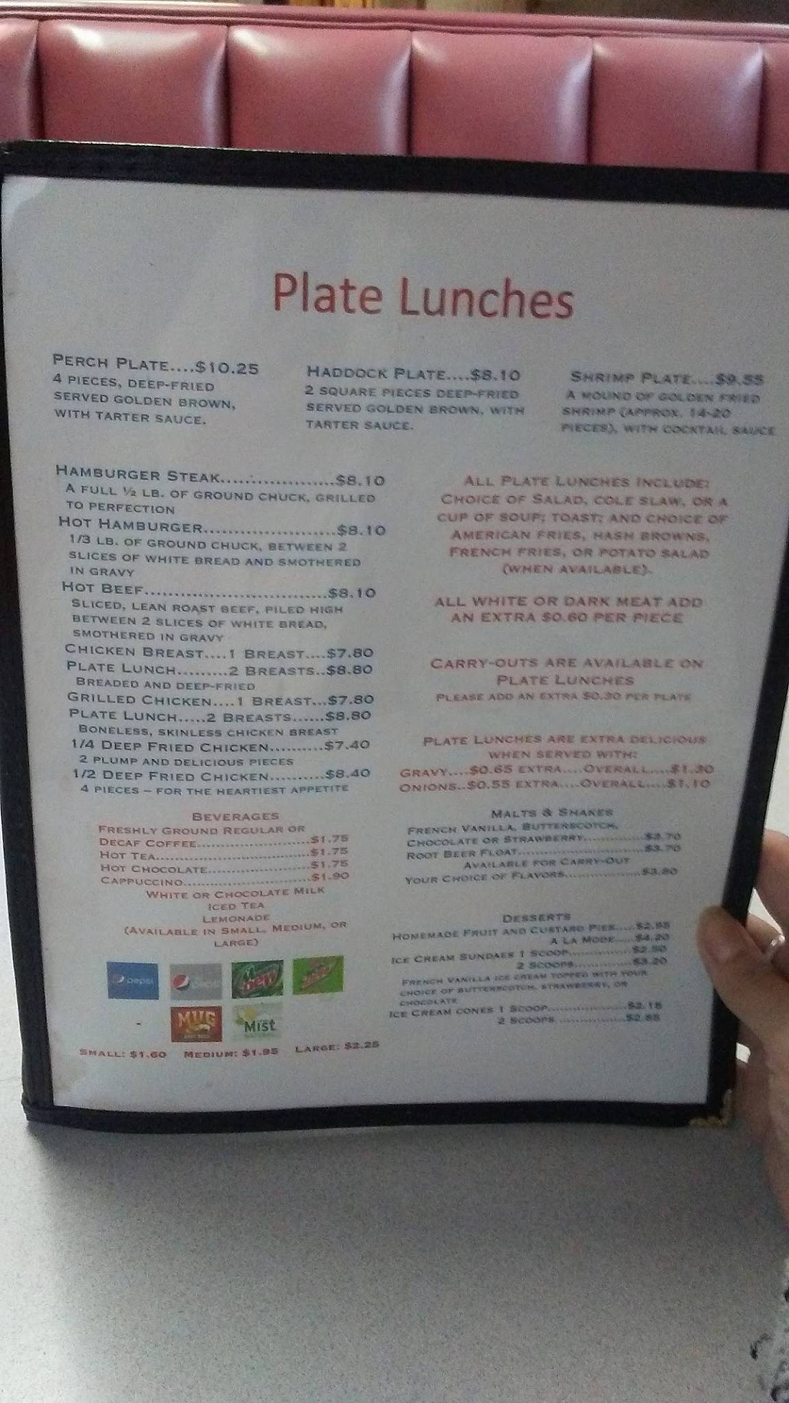 Menu at Bud Willman's Lunch restaurant, Manitowoc