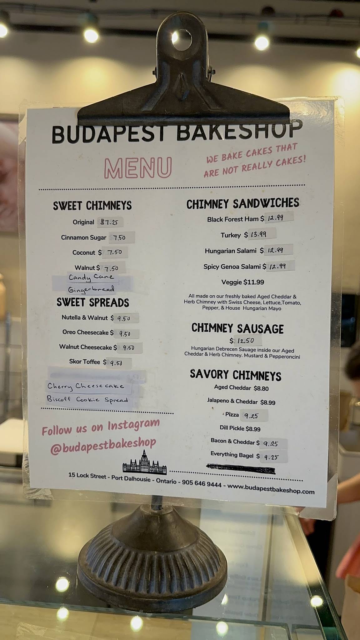 Carta de Budapest Bakeshop Port Dalhousie, Saint Catharines