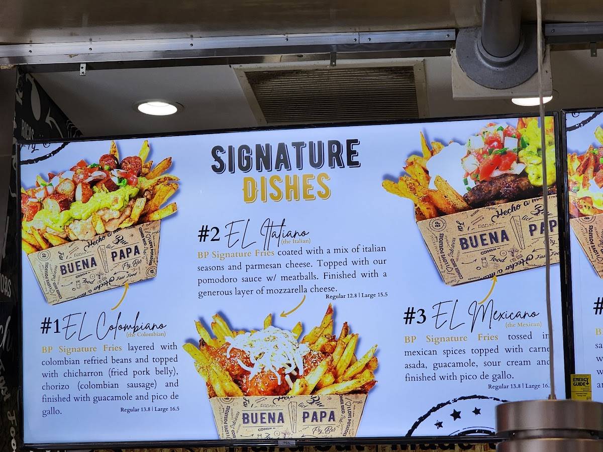 Menu at Buena Papa Fry Bar, Durham