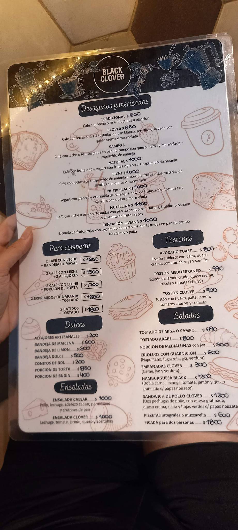 Menu at Black Clover cafe, Buenos Aires, Otamendi 64