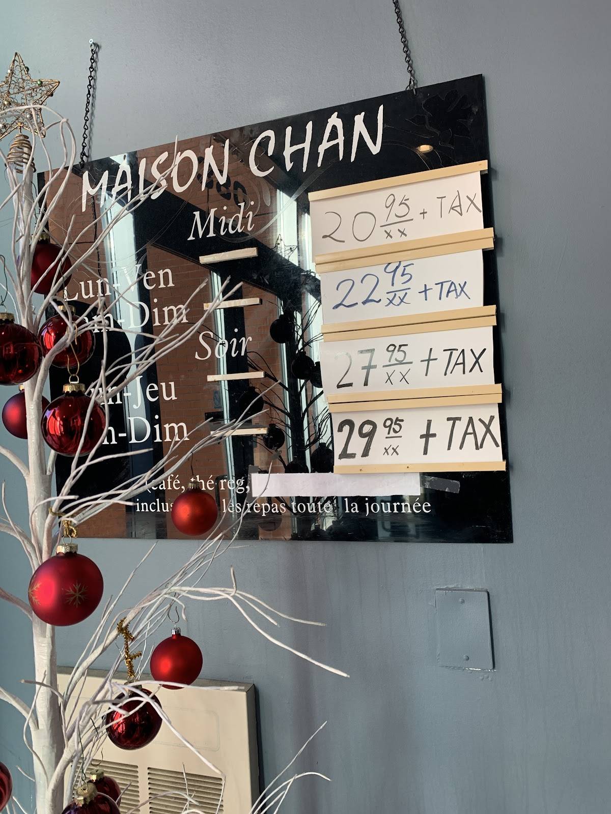 Menu au Restaurant Buffet Maison Chan, Mont-Saint-Hilaire