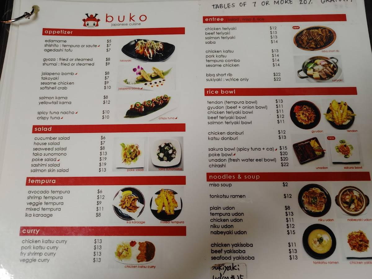 Menu at Buko Restaurant, Glendale