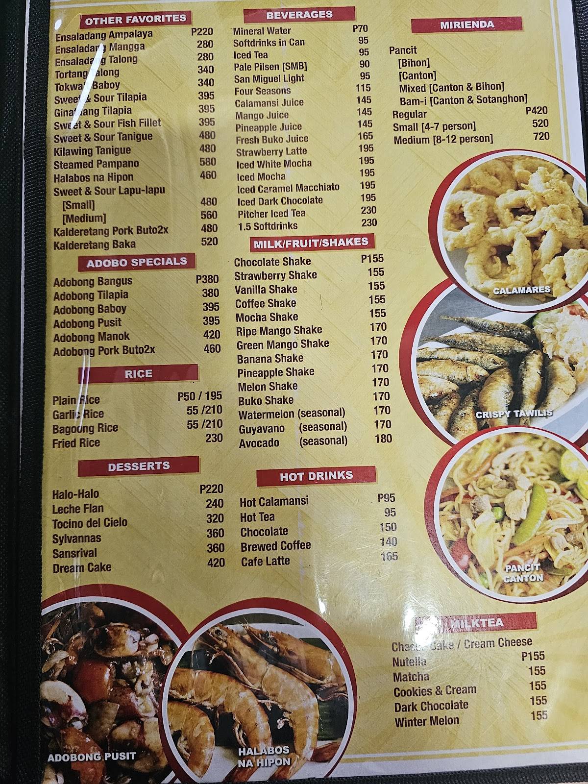 Menu at Bulalo Point Turo-Turo Grill restaurant, Tagaytay, Tagaytay ...