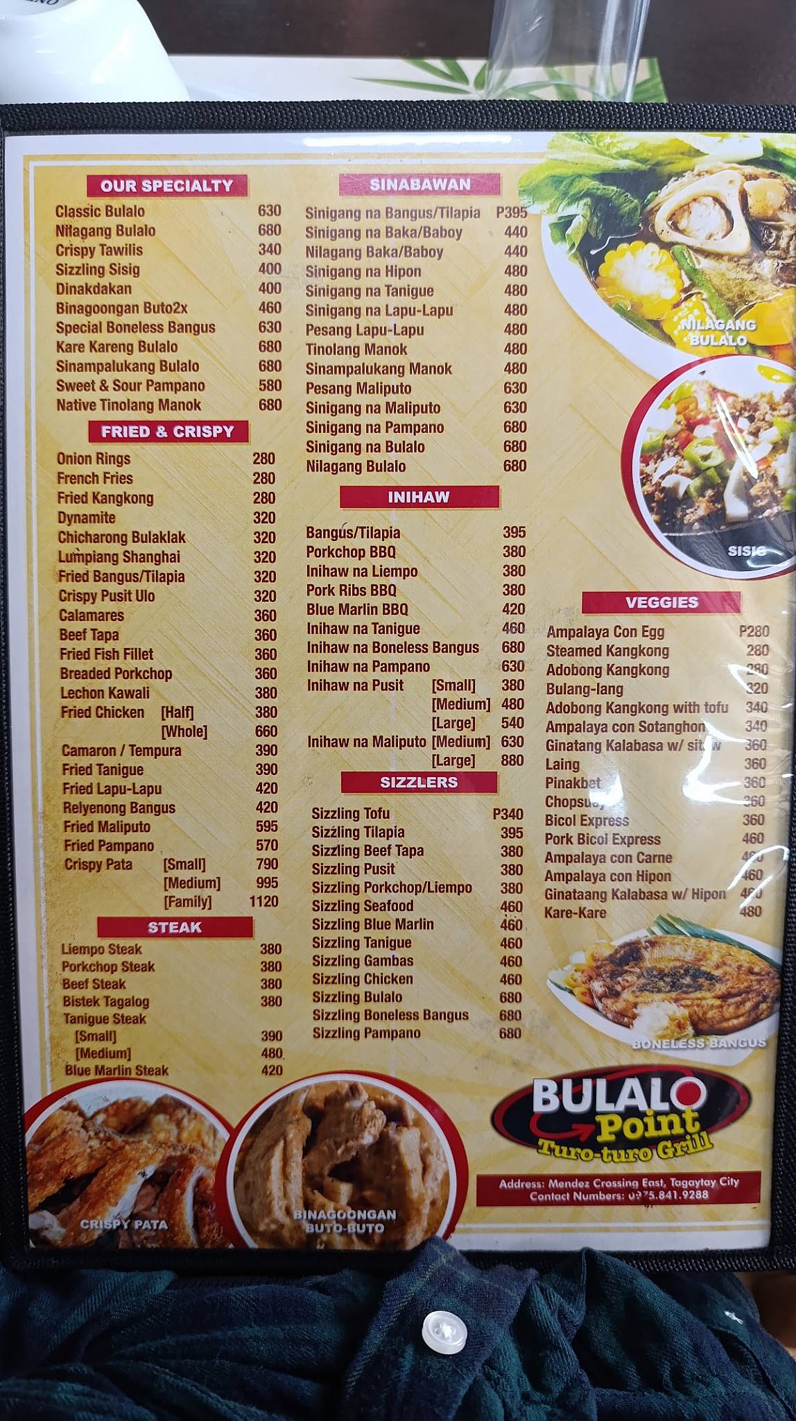 Menu at Bulalo Point Turo-Turo Grill restaurant, Tagaytay, Tagaytay ...