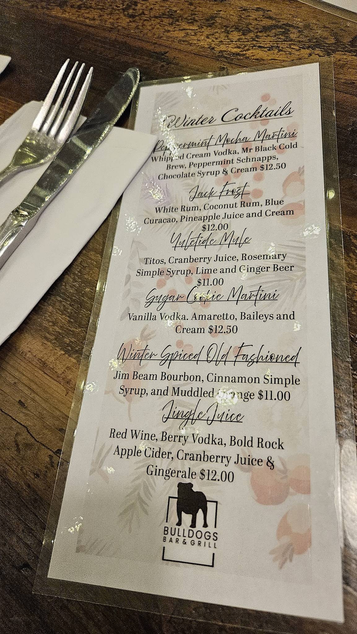 Menu at Bulldogs Bar & Grill, Egg Harbor City, 743 W White Horse Pike