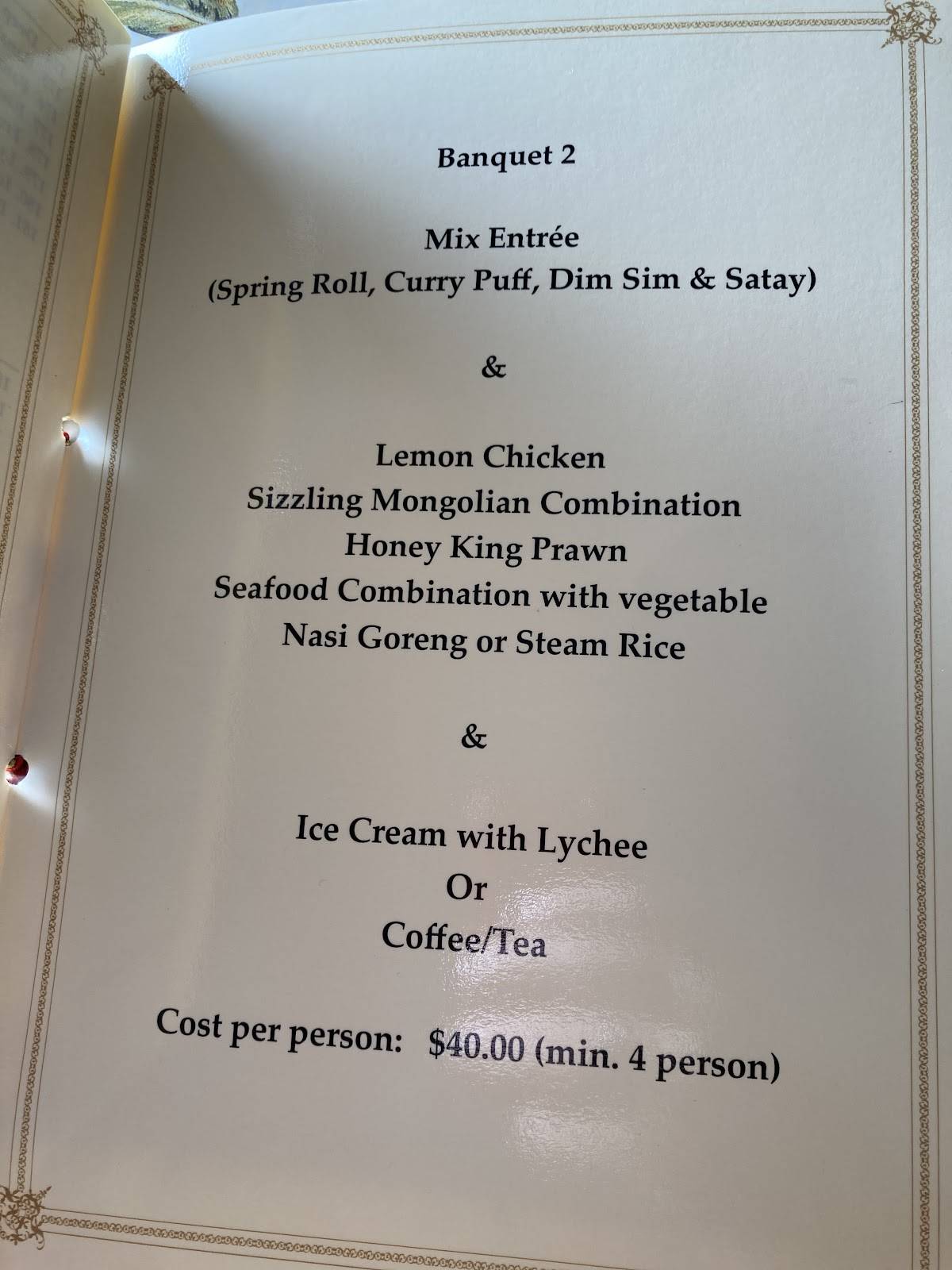 Menu at Bunga Raya Chinese Restaurant, Alstonville, 82 Main St