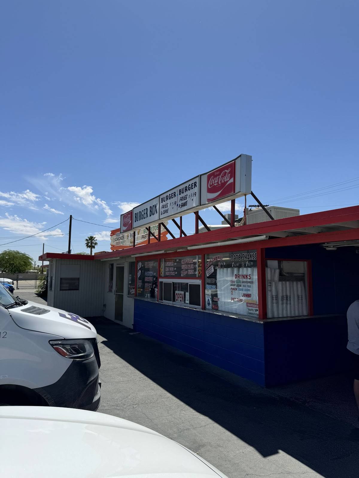 Menu at Burger Box restaurant, Indio