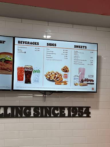 Menu at Burger King restaurant, Smithers