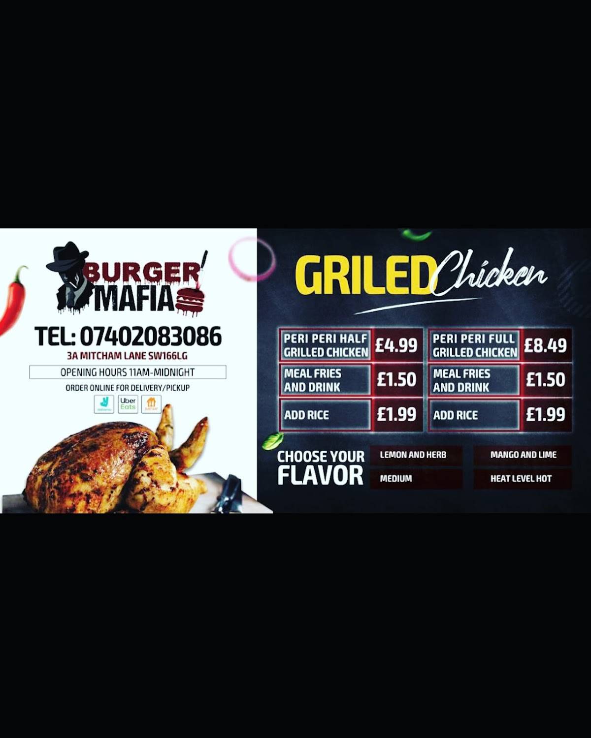 Menu at Burger Mafia restaurant, London