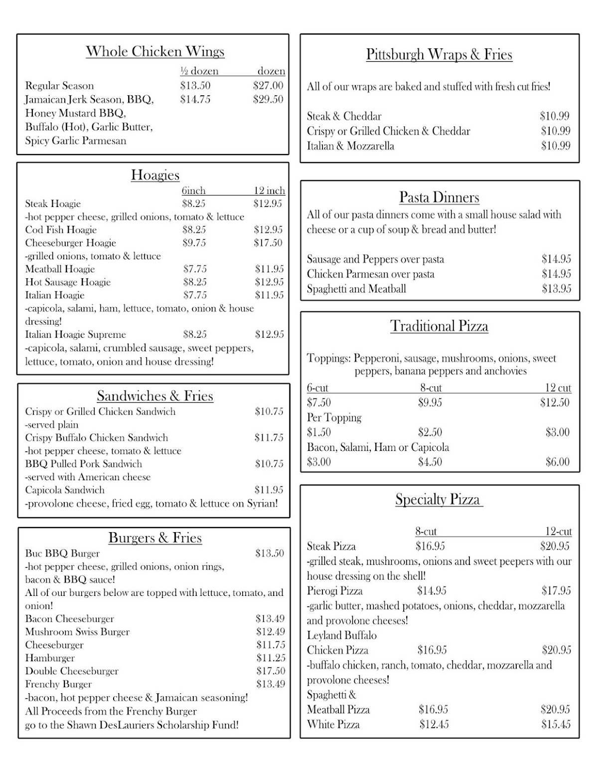 Menu at Burrell Inn pub & bar, Lower Burrell