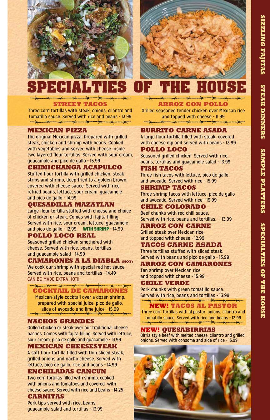 Carta del postres Burro Loco, Anderson, 21 W 8th St