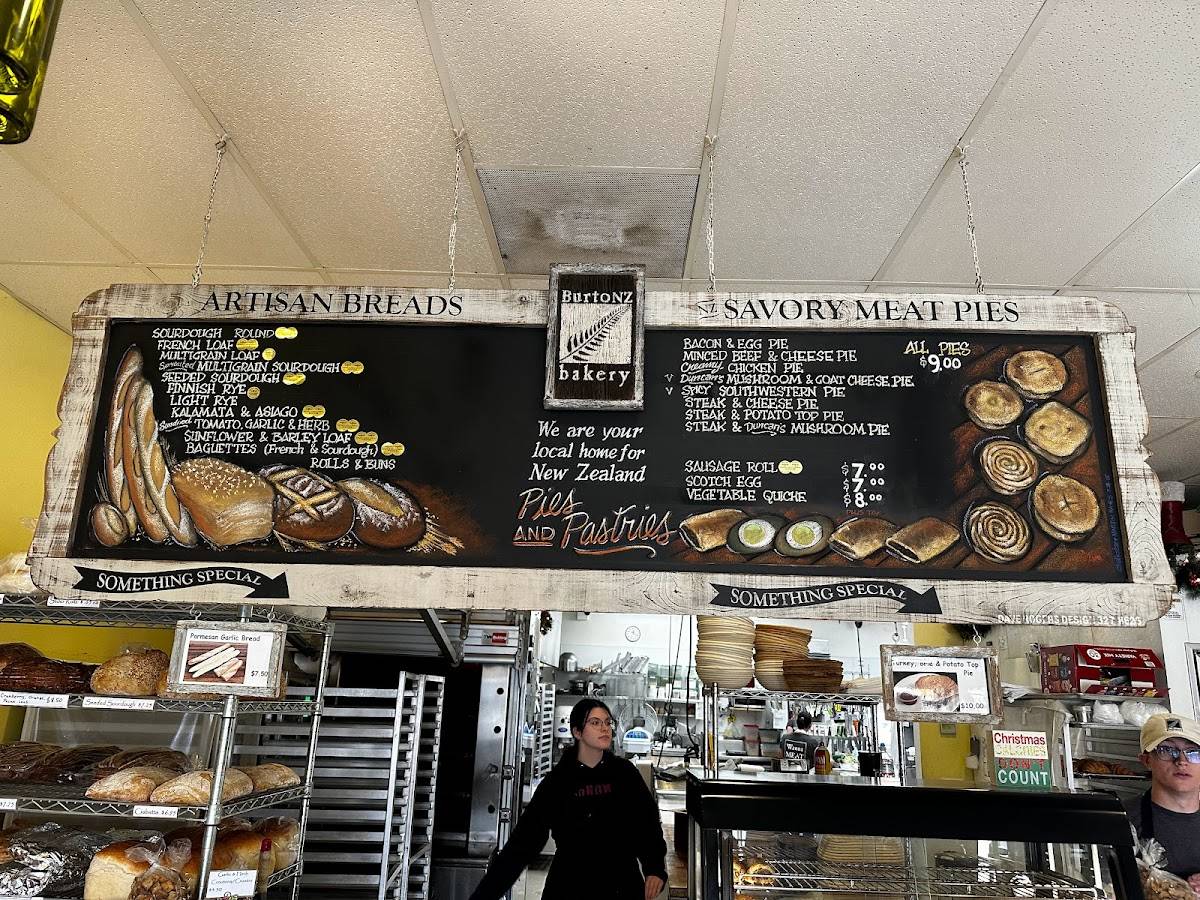 Menu at BurtoNZ Bakery, Windsor