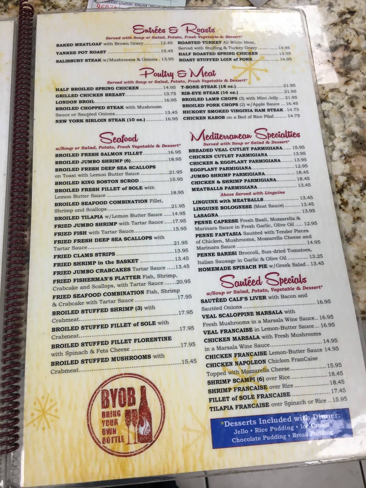 Menu at Bus Stop Diner restaurant, Carteret
