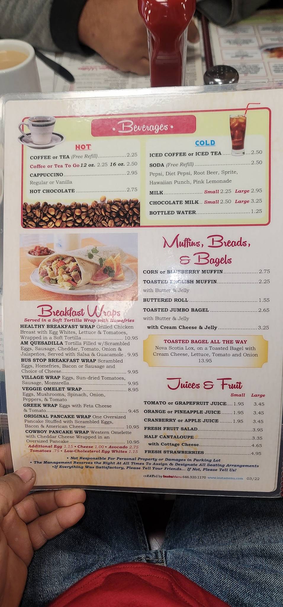 Menu at Bus Stop Diner restaurant, Carteret