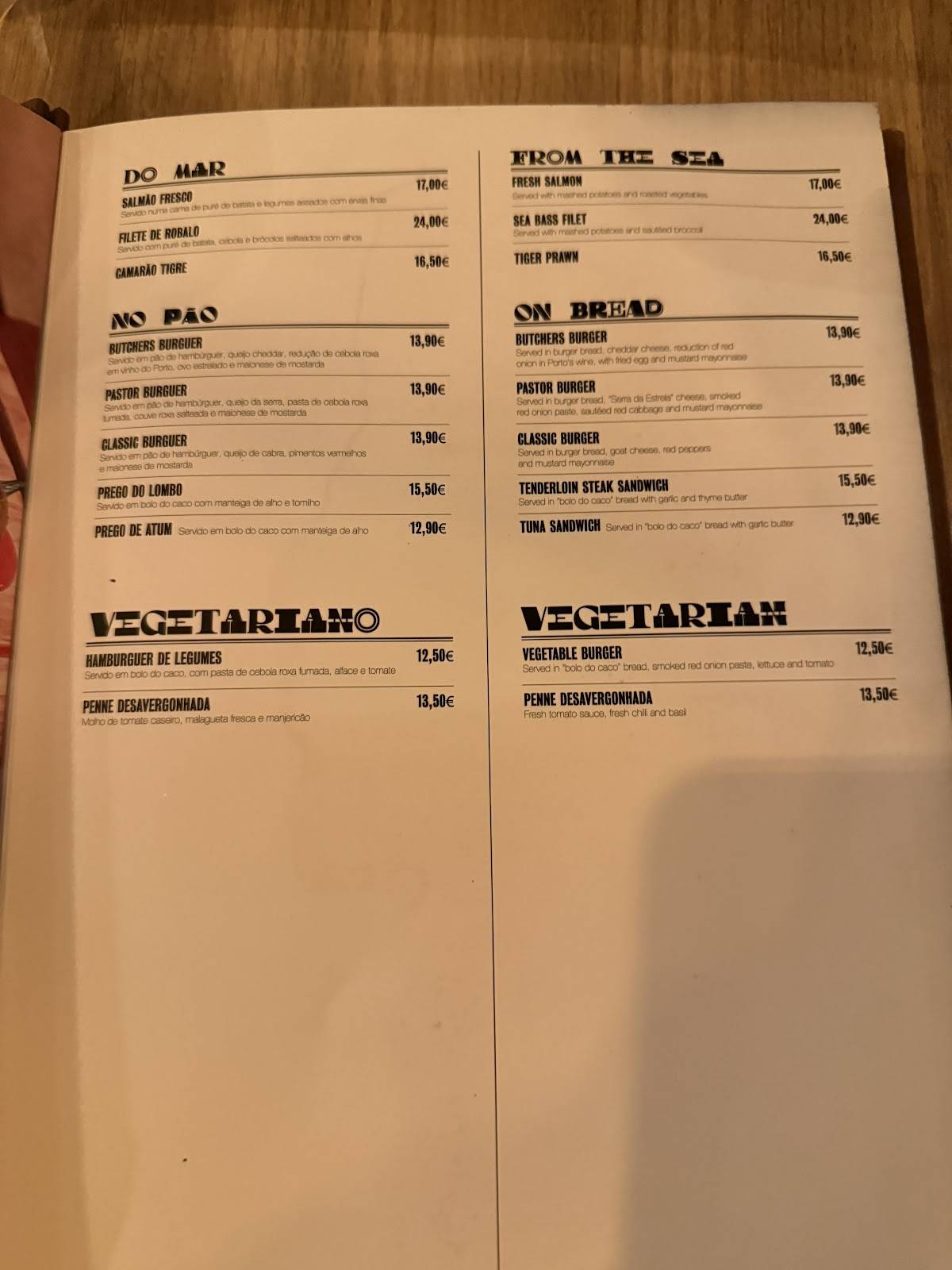 Menu at Butchers Almancil restaurant, Loulé
