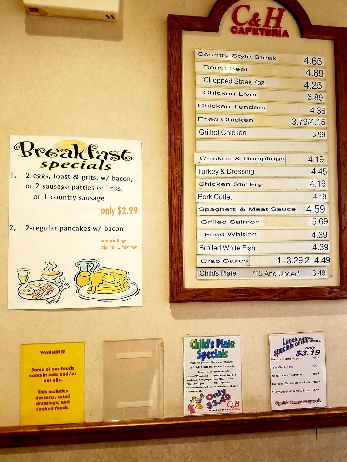 Menu at C&H Cafeteria, Kernersville