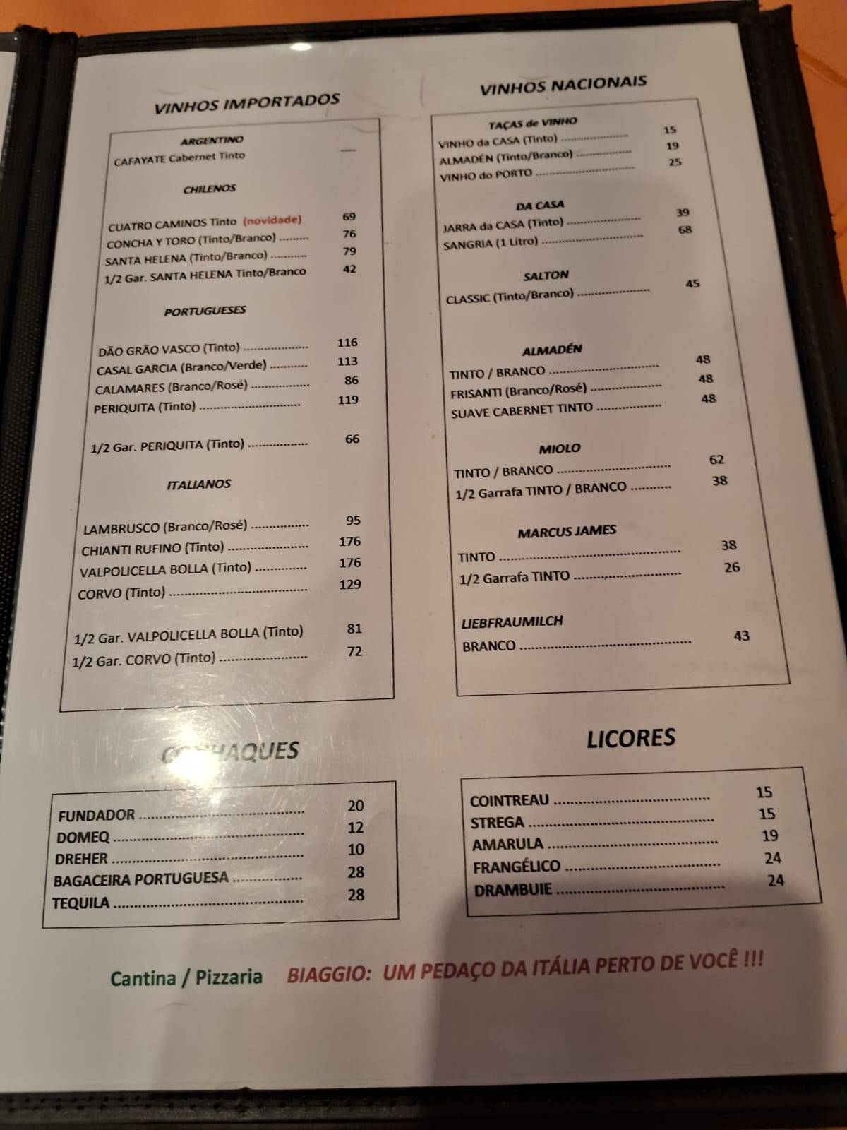 Menu em Cantina Biaggio restaurante, São Paulo
