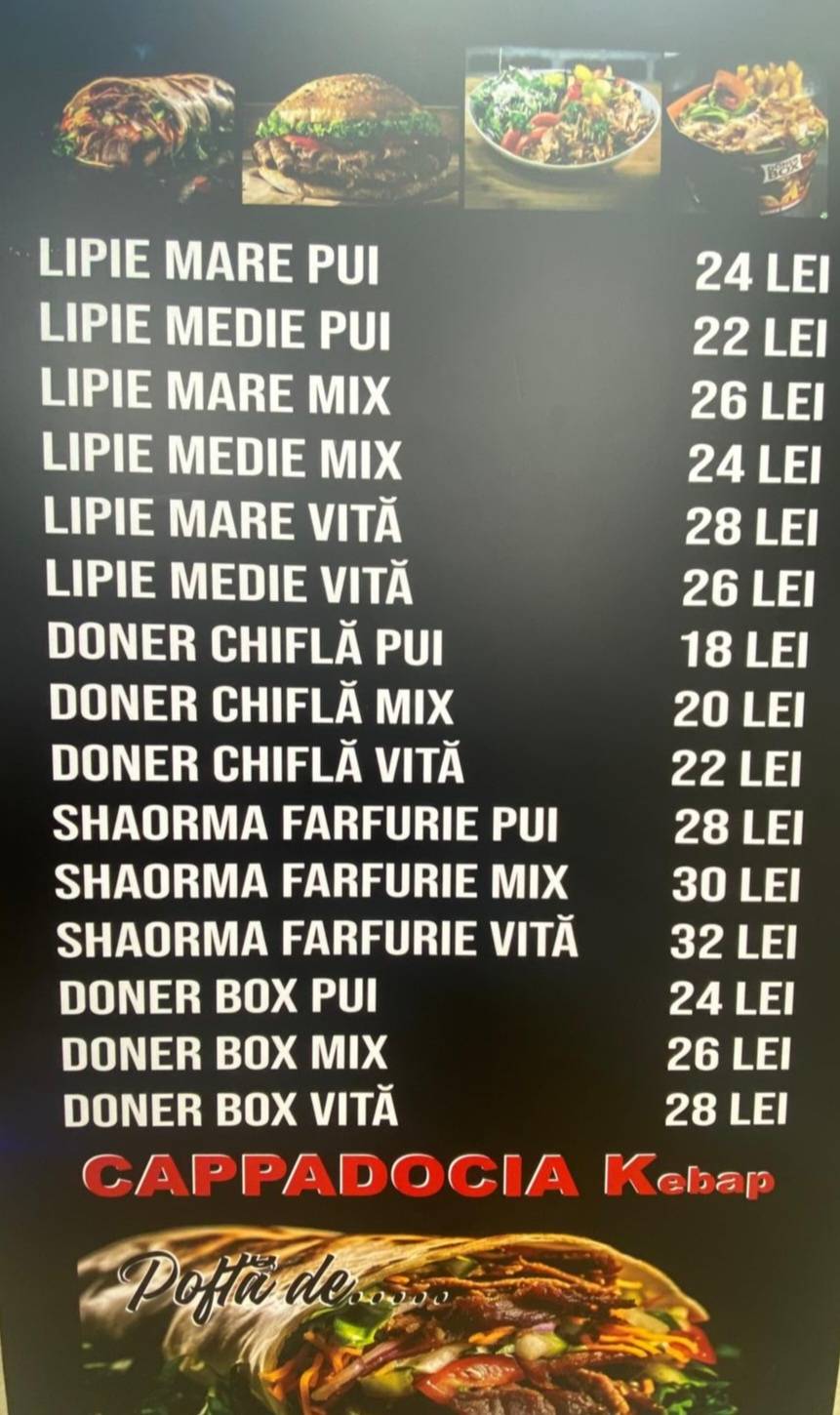 Menu at CAPPADOCIA kebap, Ploiești
