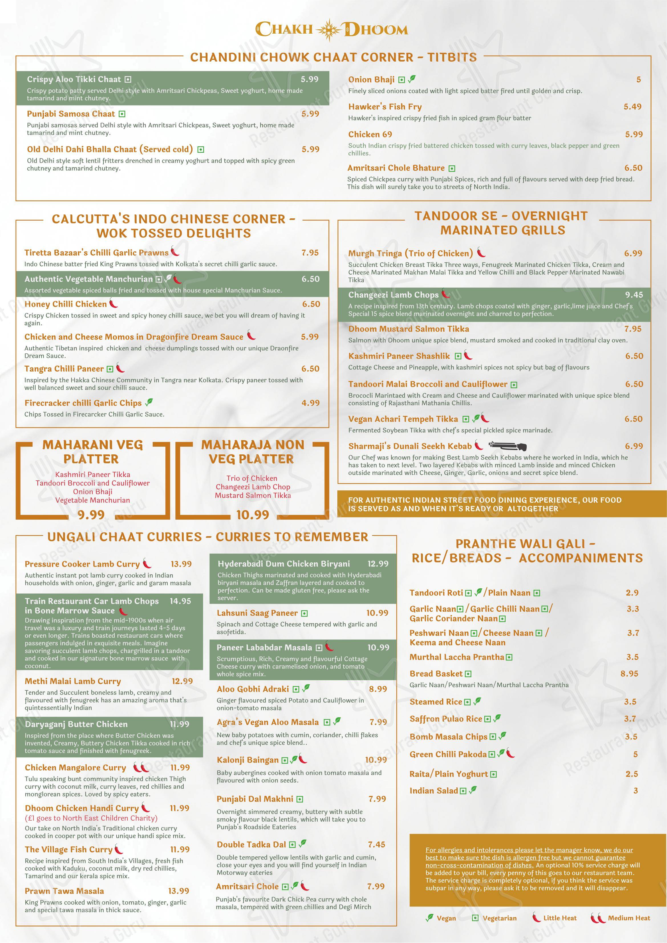 Menu at CHAKH DHOOM - AUTHENTIC INDIAN STREET FOOD NEWCASTLE restaurant ...