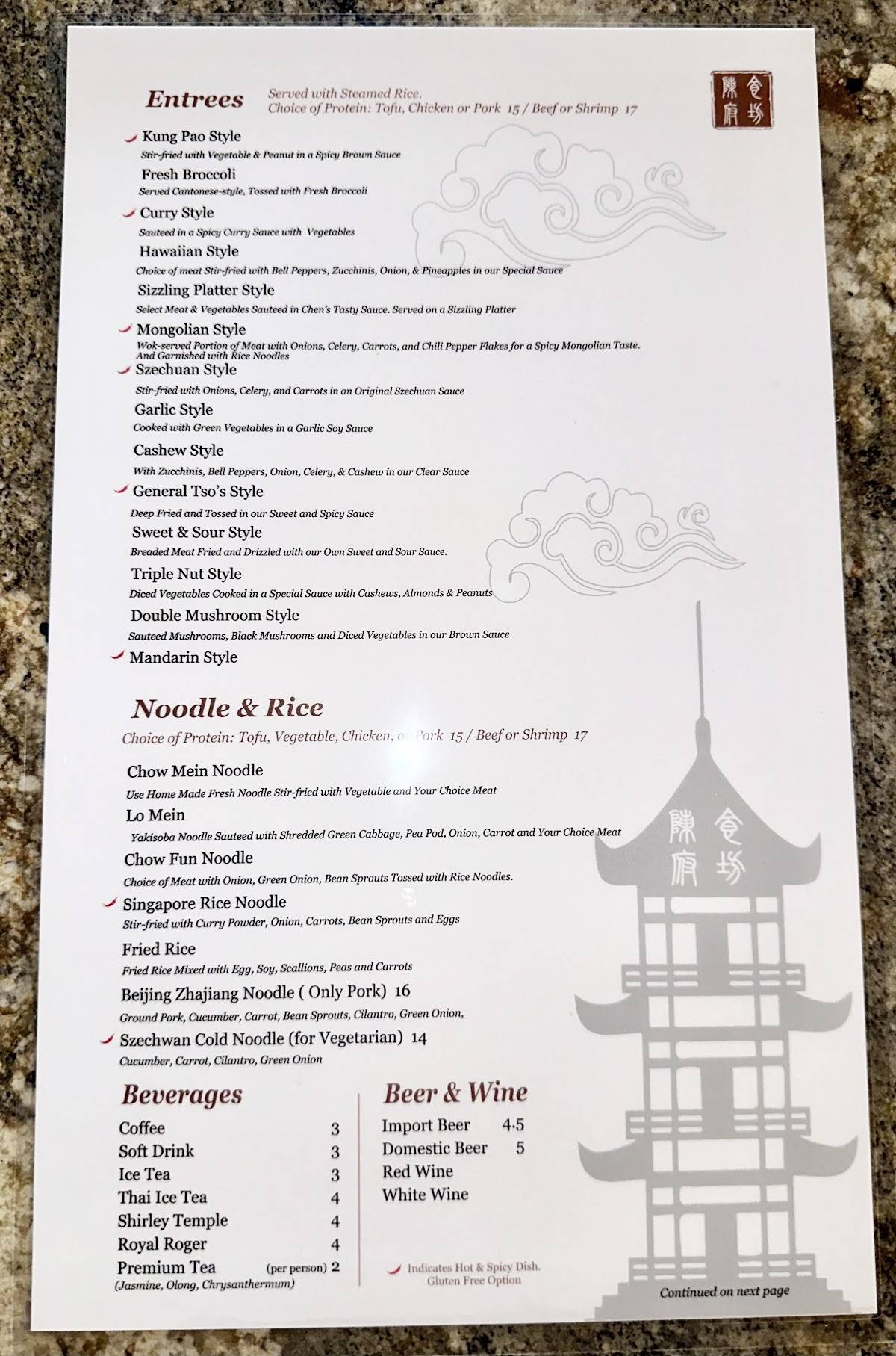 Menu at CHEN’S Family Dish restaurant, Medford