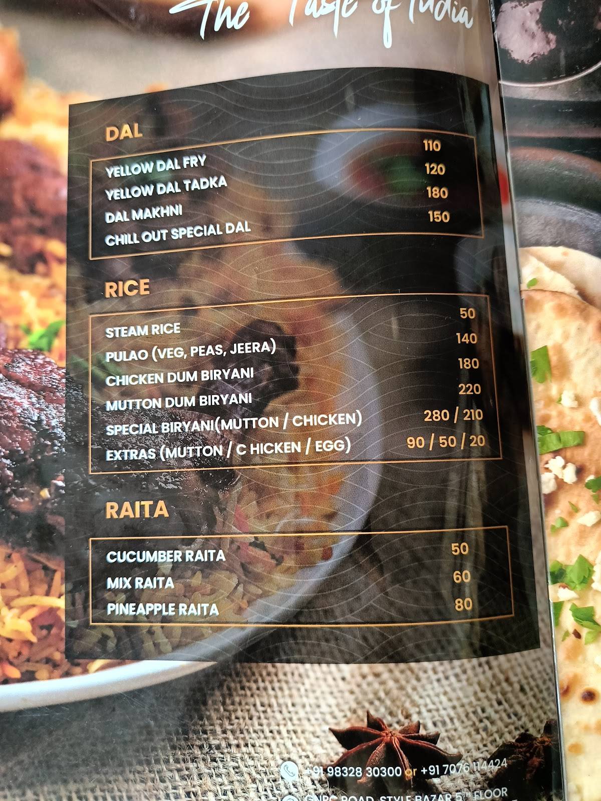 Menu at CHILL OUT ROOFTOP RESTAURANT, Ranaghat