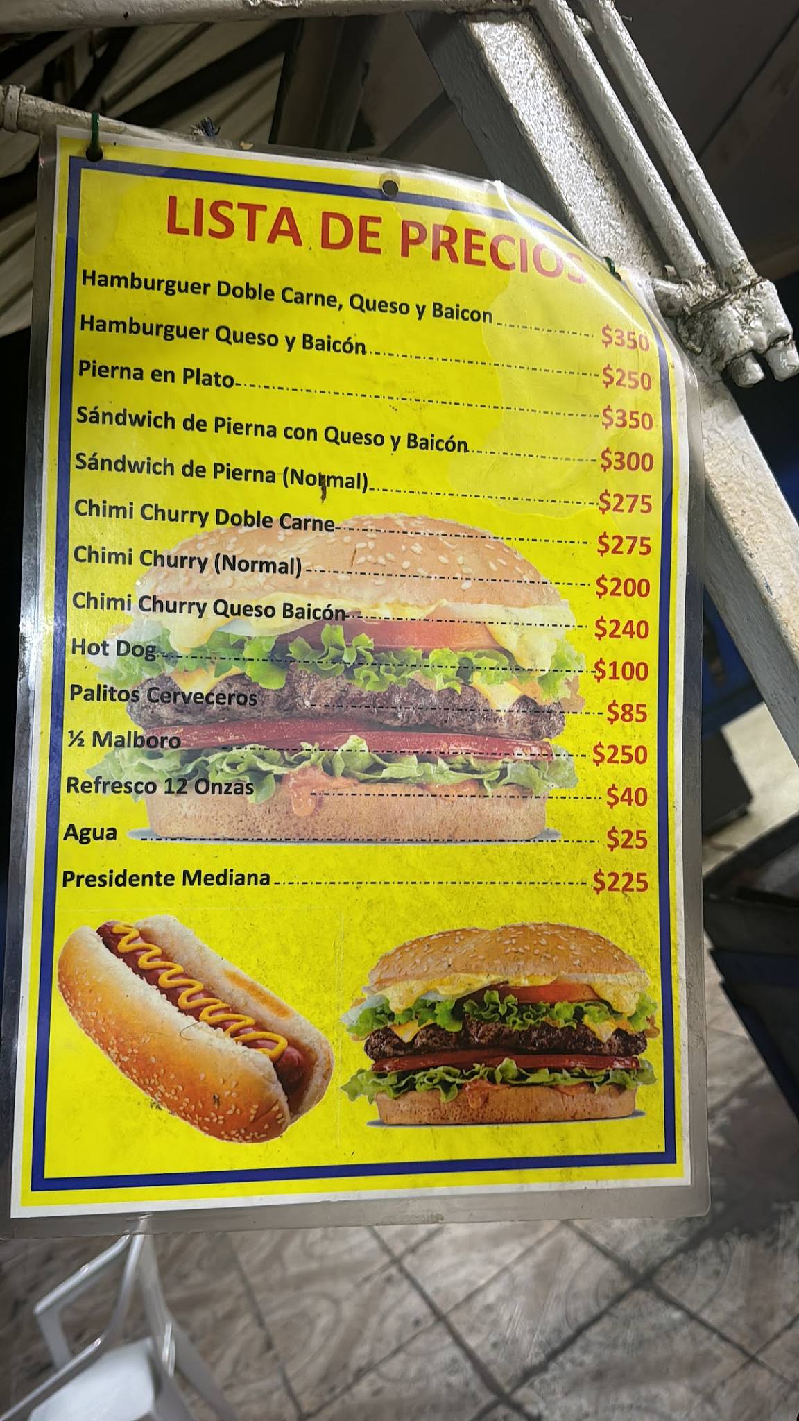 Carta del restaurante CHIMI EL ORIGINAL, Santo Domingo