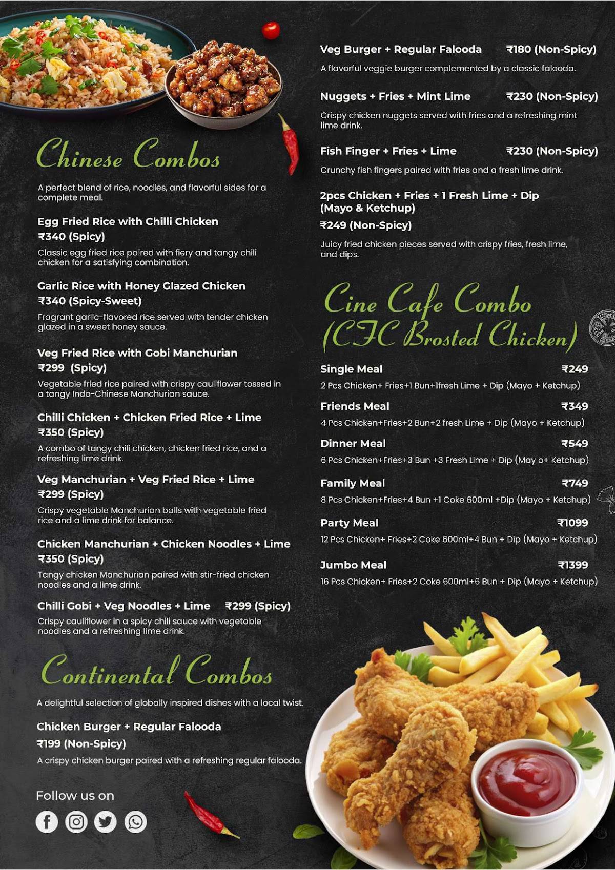 Menu at CINE CAFE RESTAURANT & CINEPLEX, Poovar