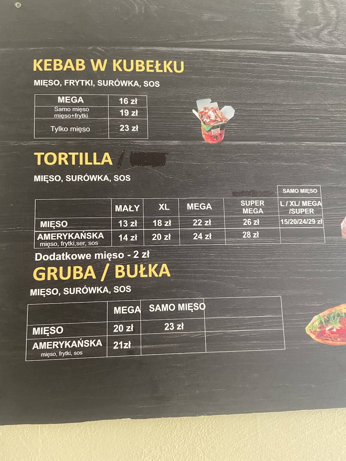 Menu at CORNER KEBAB cafe, Bychawa