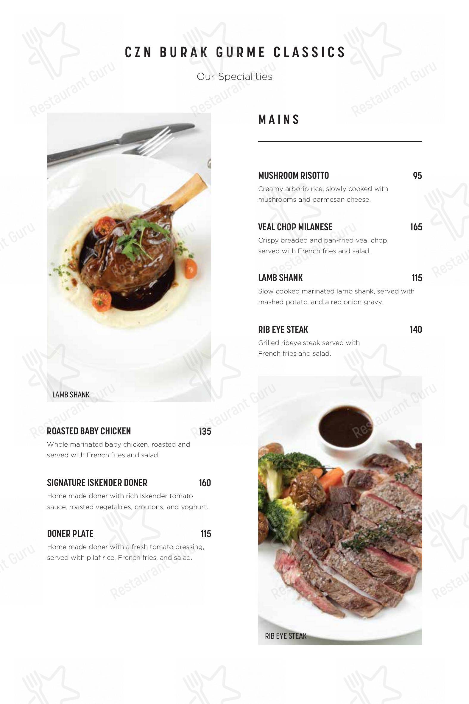 Carta del restaurante Chef Burak Gurme, Dubai, Dubai Mall-Lower Ground ...