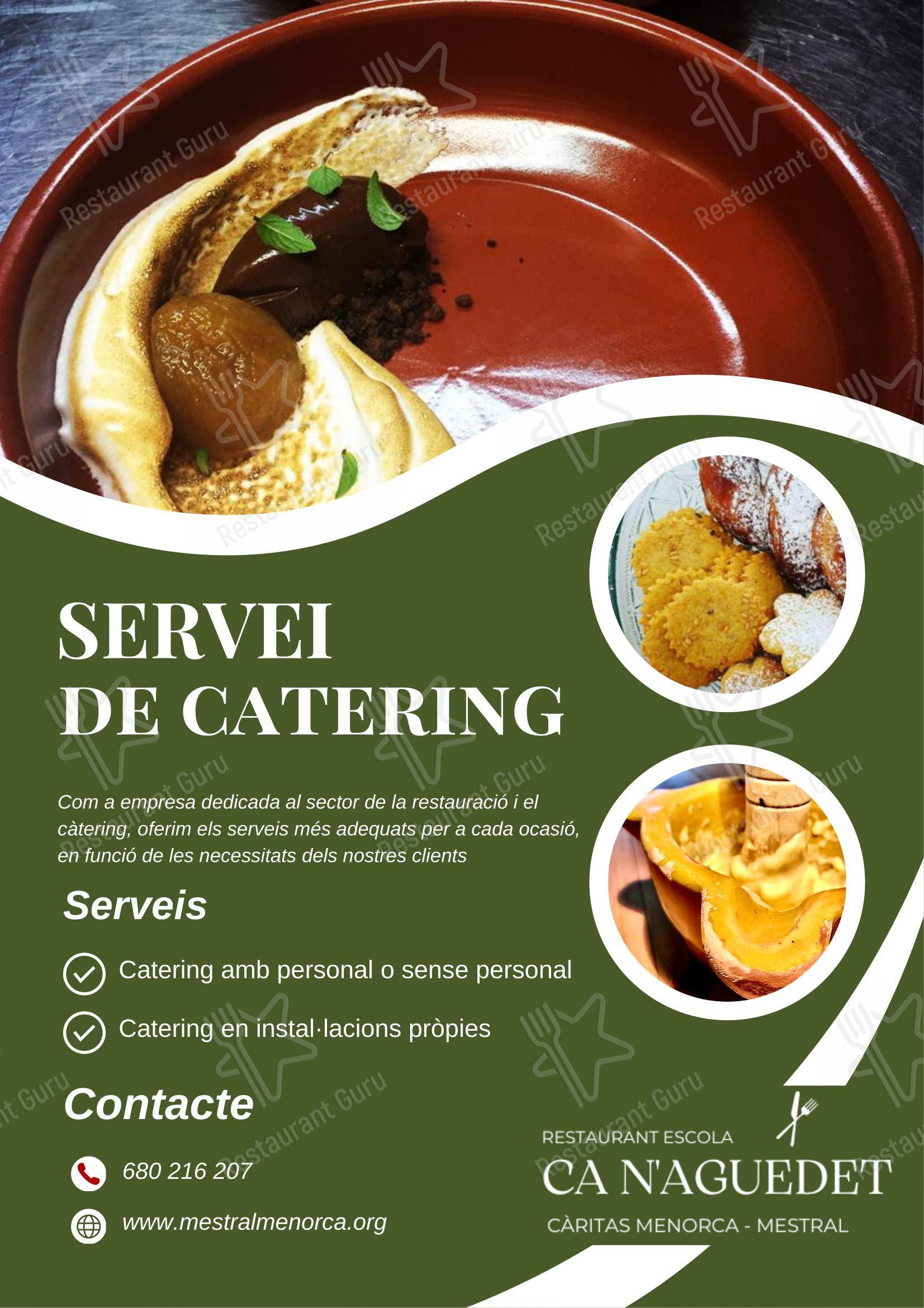 Menu at Ca n'Aguedet restaurant, Es Mercadal