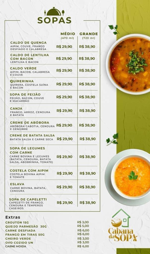 Menu em Cabana da Sopa, Curitiba