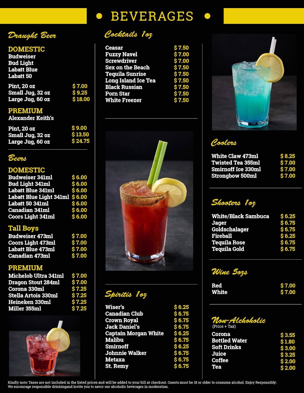 Menu at Cadillac Jax Bar & Grill, Hamilton