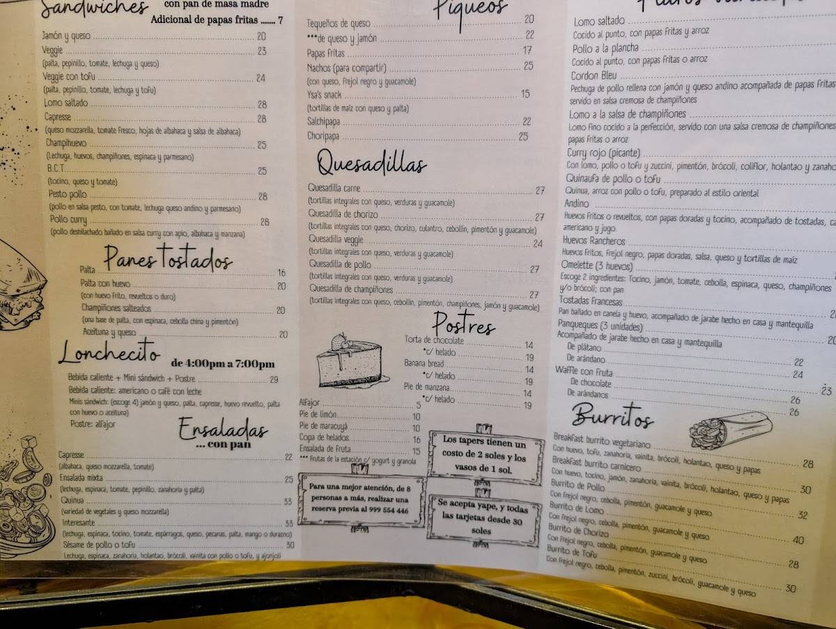 Carta de Cafe Andino, Huaraz, Lucar y Torre # 530 3er Piso