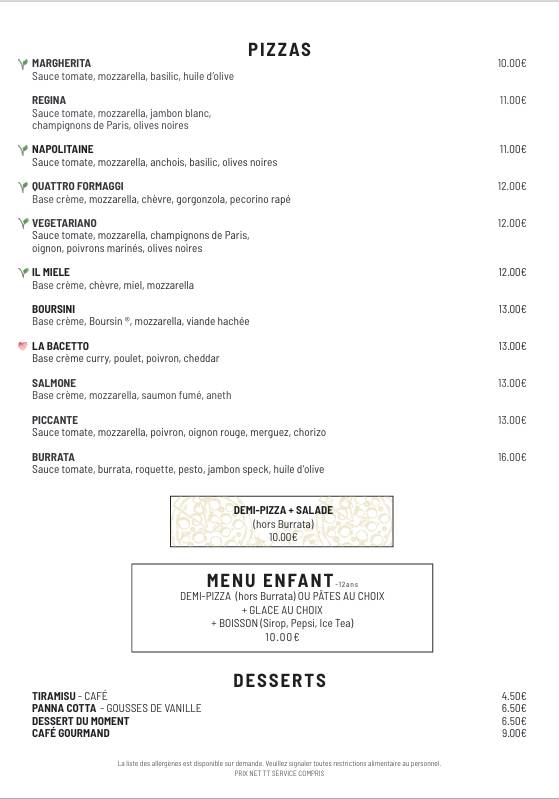 Menu at Café Bacetto, Rouen, Batiment E Espace des Maregraphes