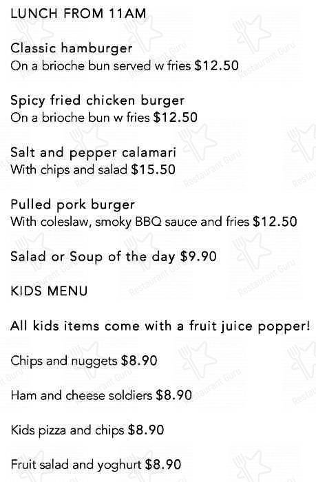 Menu at Bell Jar Cafe, Burleigh Waters