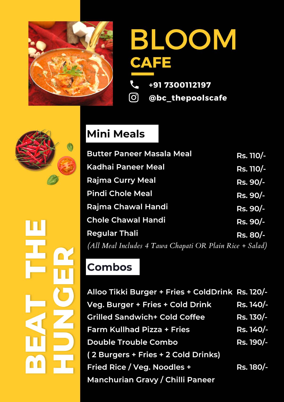Menu at Bloom Cafe - The pool cafe, Jaipur