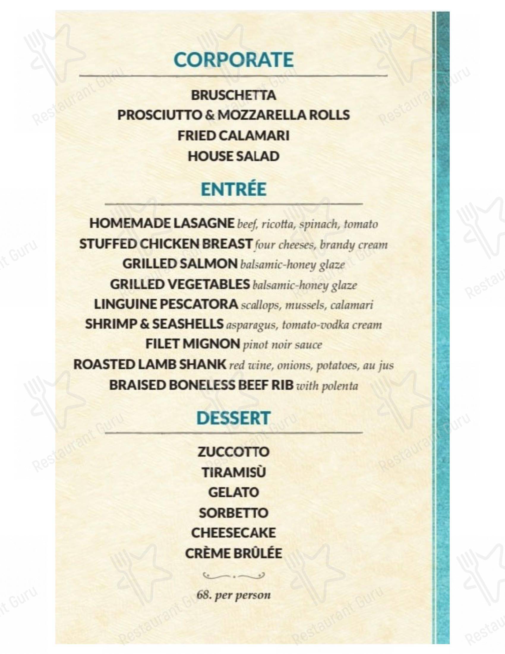 Menu at Cafe Borgia, Munster