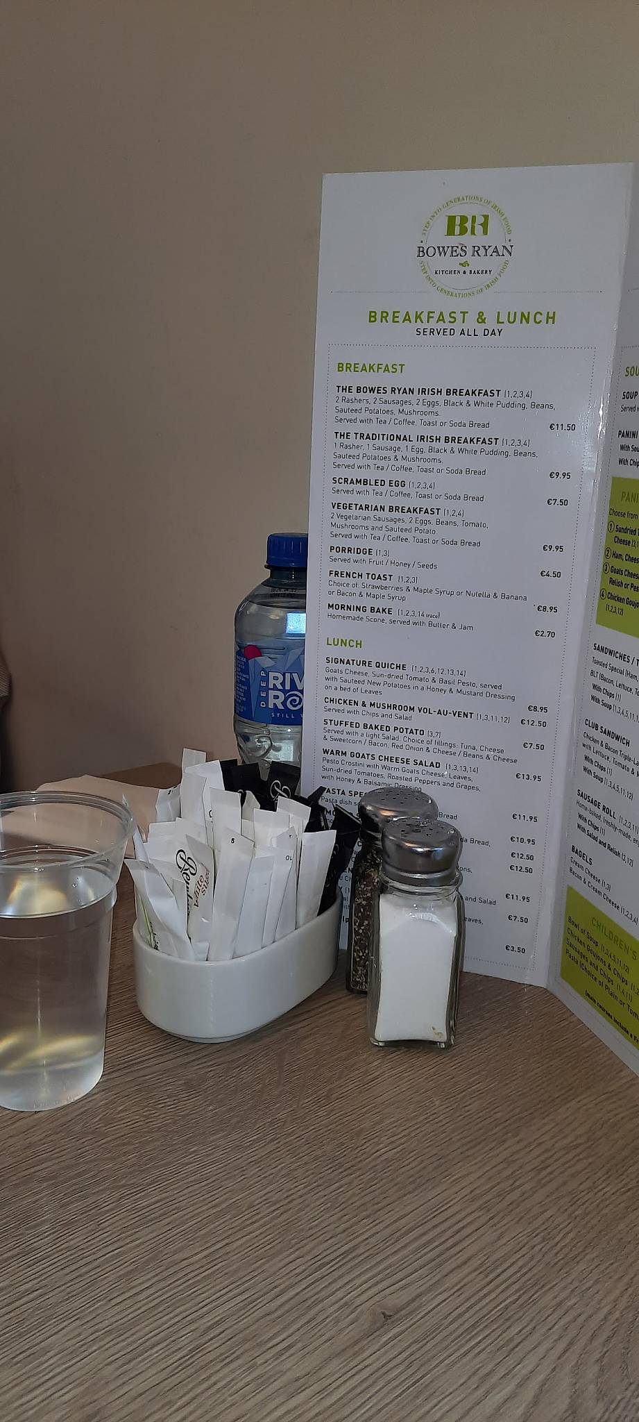 Menu at Bowes Ryan Cafe, Knock