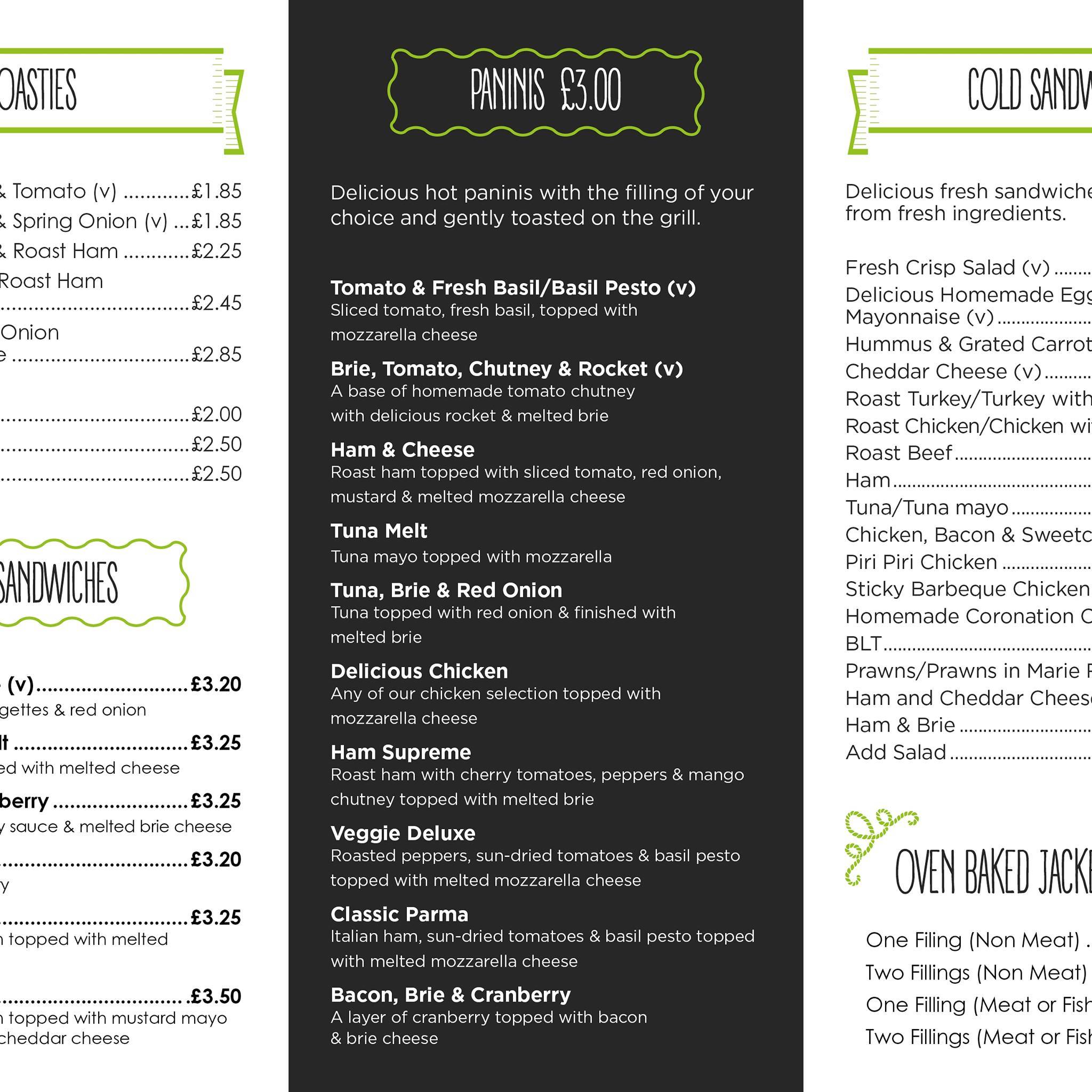 Carta de Cafe Brioche, Clitheroe