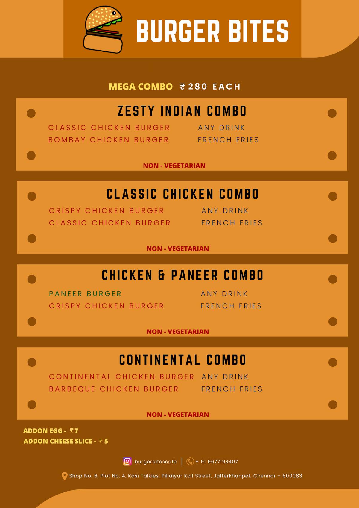 Menu at Burger Bites, Chennai, Shop No. 6