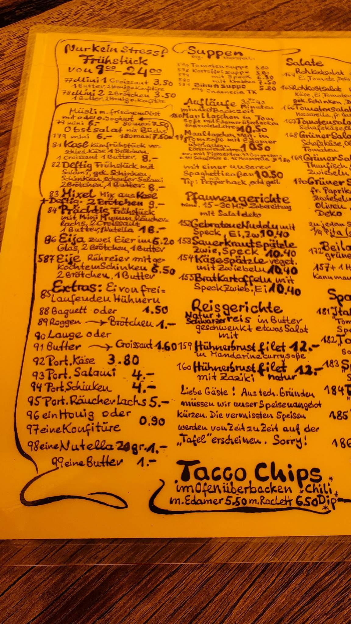 Speisekarte von Cafe Chaos, Darmstadt