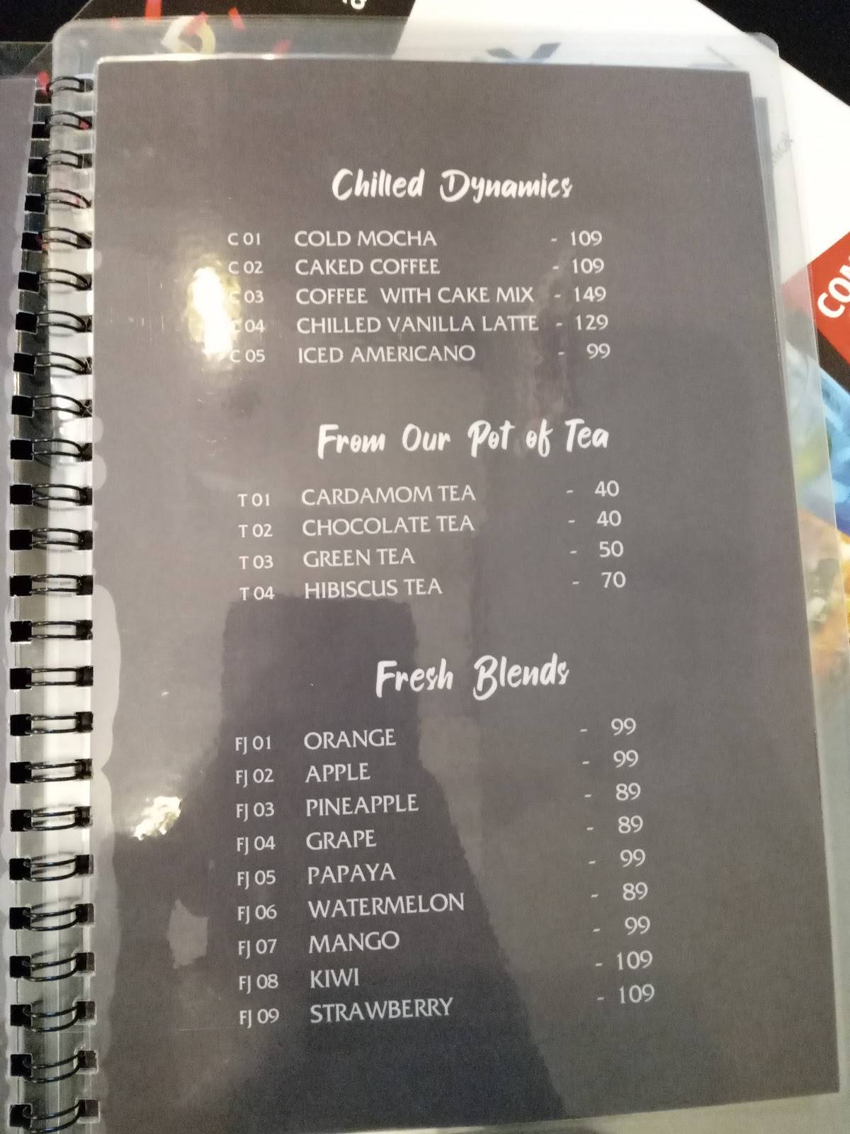 Menu at Cafenation, Thalassery