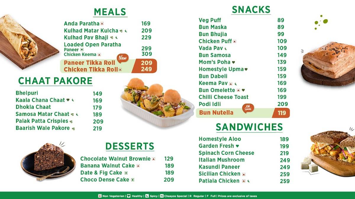 Menu at Chaayos Cafe at Kharghar, Mumbai