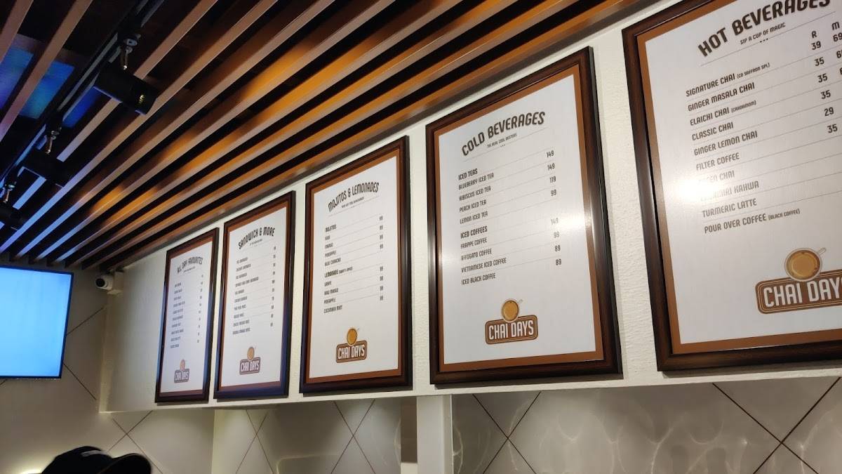 Menu at Chai Days HRBR Layout, Bengaluru