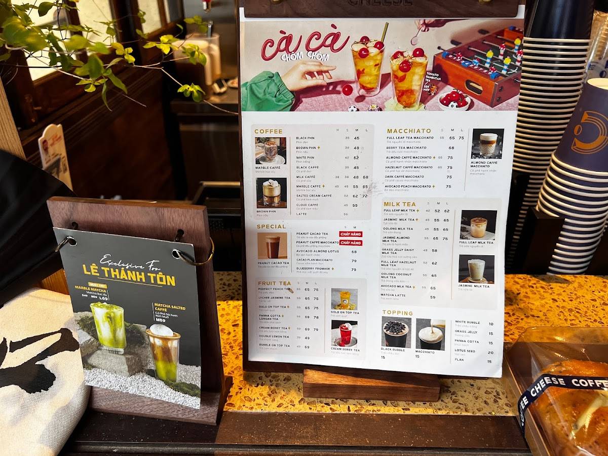 Menu at Cheese Coffee - Le Thanh Ton cafe, Ho Chi Minh City