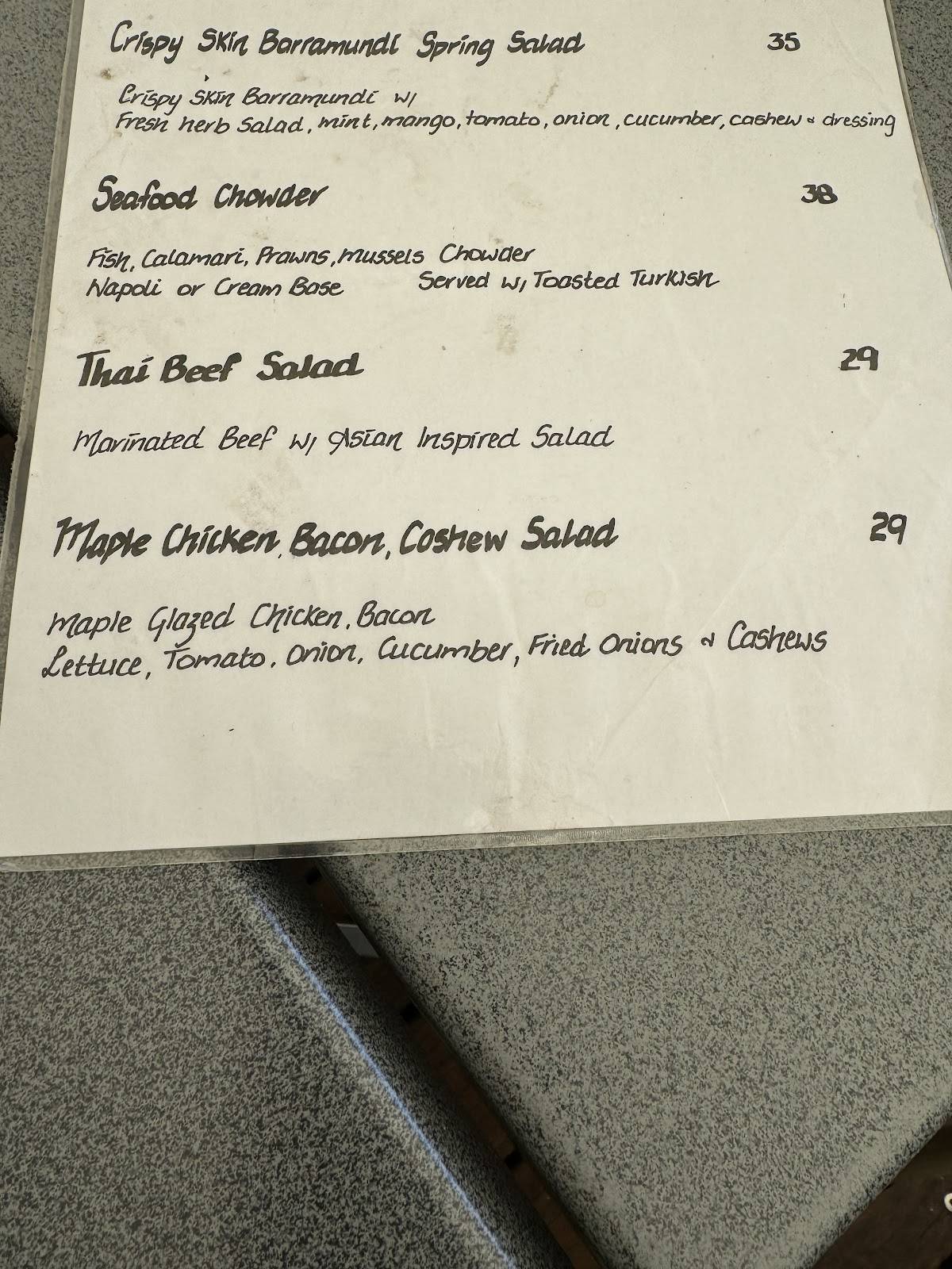 Menu at CHILL BISTRO. cafe, Golden Beach